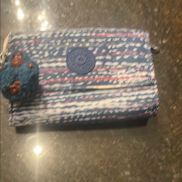 Kipling | Bags | Kipling Blue And White Patterned Wallet With Keychain ...